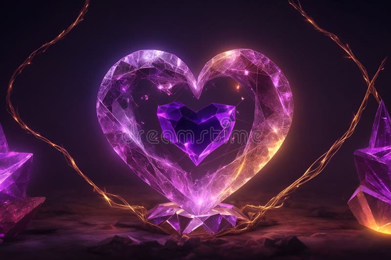 A Glowing Heart Shape Abstract Background, Horizontal Composition Stock ...