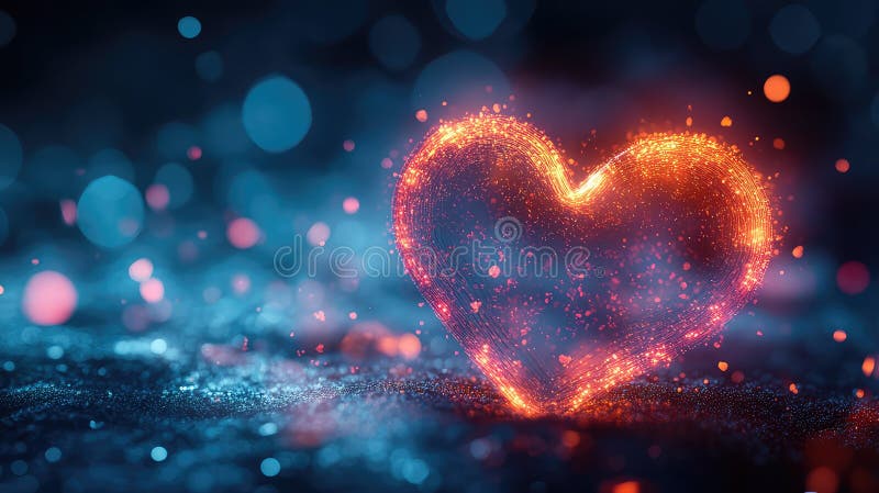 Glowing Heart Shape on Black Background Stock Illustration ...