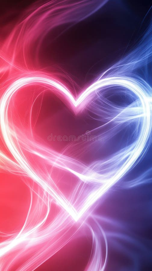 Glowing Heart Shape with Colorful Smoke Effect Stock Illustration ...