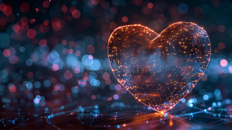 A Glowing Heart Shape Creates a Beautiful Effect Amidst Colorful Lights ...