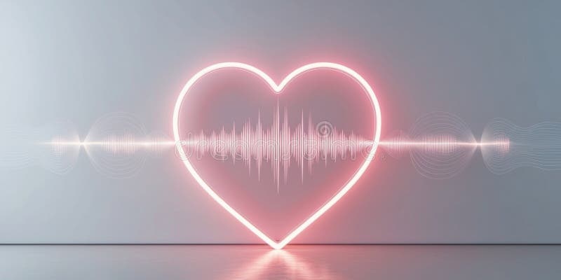 Glowing Heart Shape with Pulsing Sound Waves. Stock Illustration ...