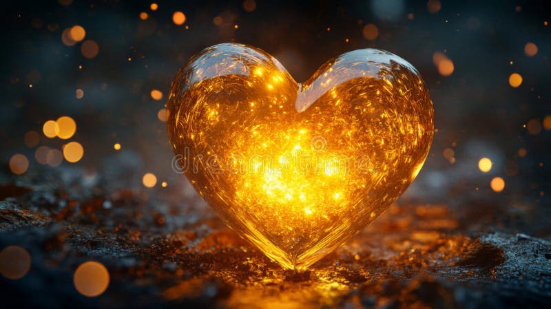 Glowing Heart Shaped Crystal Orb of Fire Stock Illustration ...