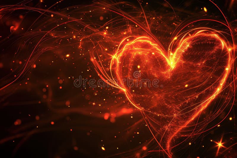 Glowing Heart-shaped Energy Field with Sparks Stock Illustration ...