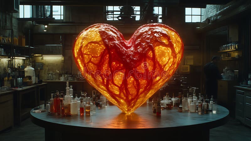 Glowing Heart Specimen in a Laboratory Setting Stock Photo - Image of ...