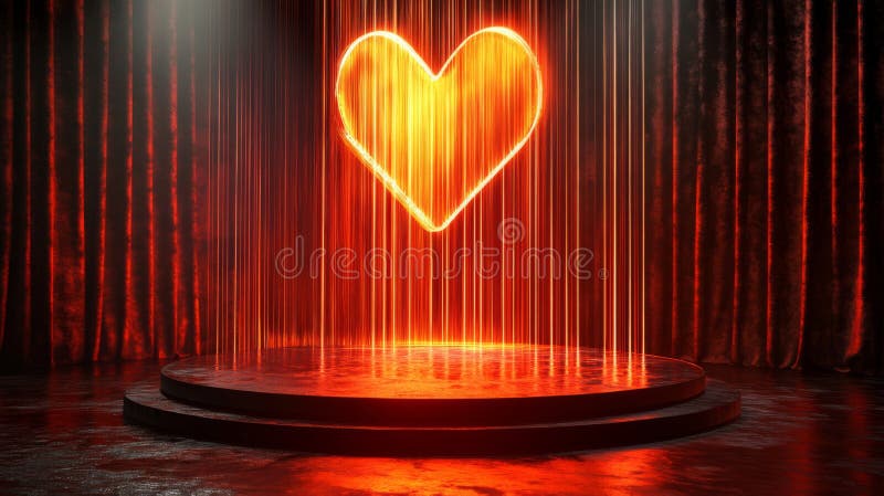 Glowing Heart Stage Dramatic Red Lighting Design Stock Illustration ...