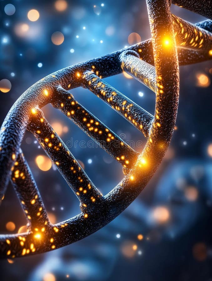 Glowing Helix on Dark Background Abstract Image of a DNA Helix Glowing ...