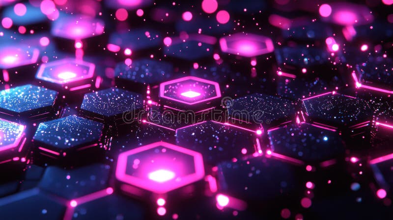 Glowing Hexagon Network, Digital Data Flow, Abstract Background, Tech Concept Stock Illustration ...