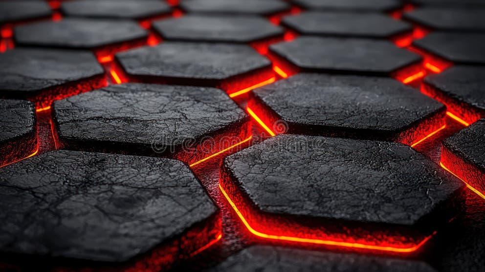 Glowing Hexagon Pattern, Dark Background, Abstract Texture, 3D Render ...