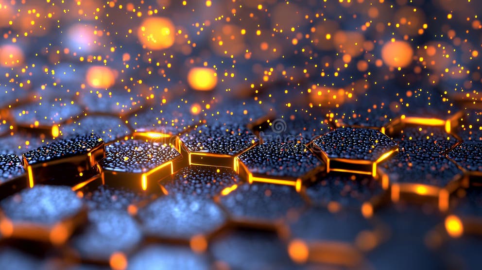 Glowing Hexagon Pattern with Dark Texture and Abstract Light Effect ...