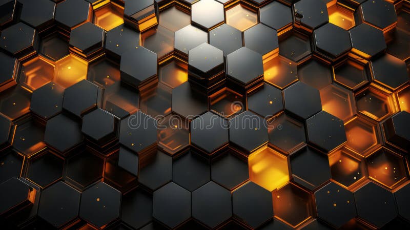 Glowing Hexagonal 3D Shapes Abstract Digital Technology Background in ...