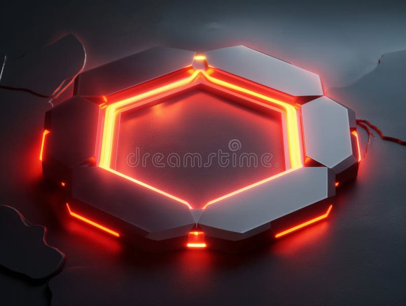 Glowing Hexagonal Frame on Dark Background Stock Photo - Image of shape ...