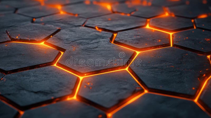 Glowing Hexagonal Lava Stone Texture Background Stock Illustration ...