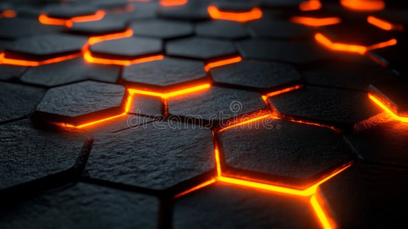 Glowing Hexagonal Pattern Dark Abstract Background Stock Illustration ...