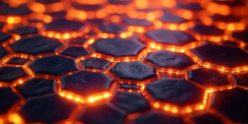 Glowing Hexagonal Patterns of Molten Lava Flow in a Volcanic Landscape ...