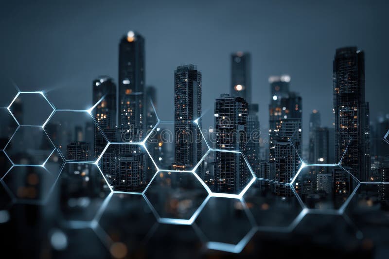 Glowing Hexagonal Visual Representations in a Digital Firewall ...