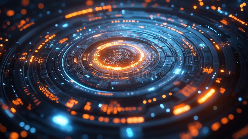Glowing Futuristic Interface with Digital Circles and Data Stock ...