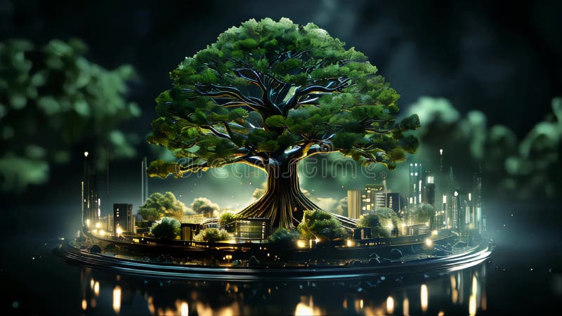 A Glowing, High-tech Tree in the Shape of a Human Brain Grows from a ...