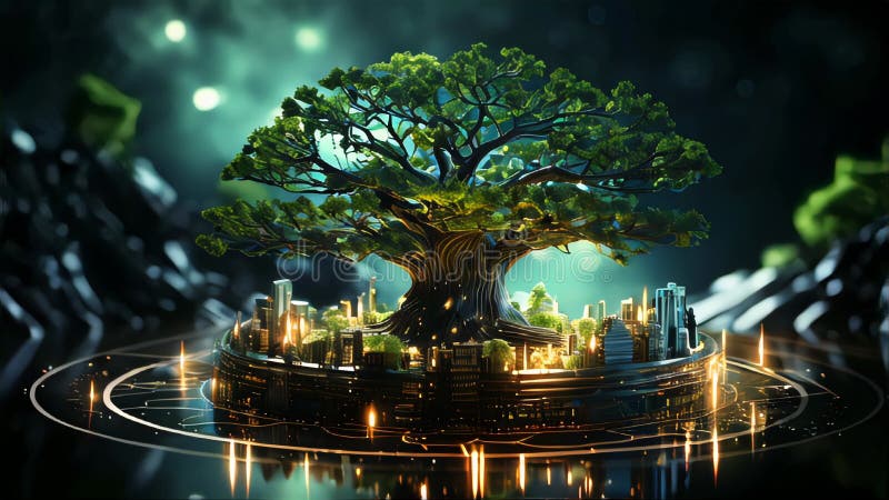 A Glowing, High-tech Tree in the Shape of a Human Brain Grows from a ...