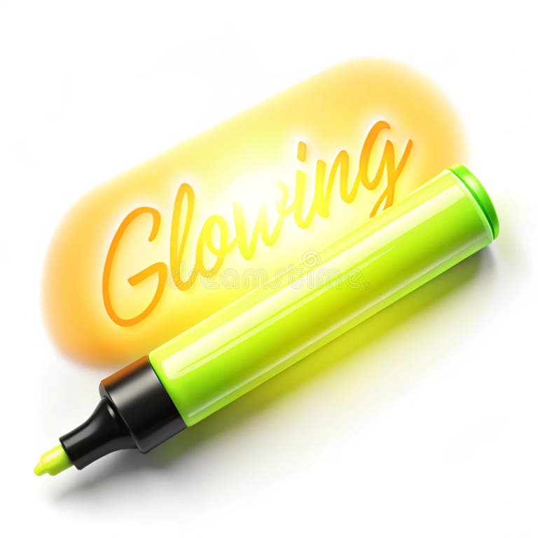 Glowing Highlighter with Floating Text and Glowing Tips Stock ...