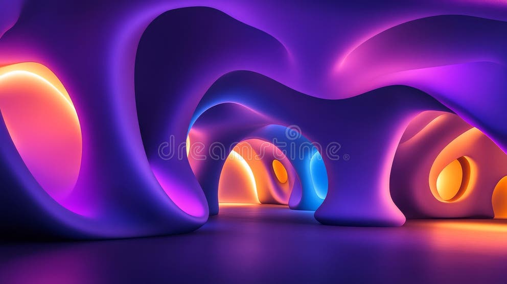 Glowing Highlights Adorn an Abstract 3D Patterned Surface that Boasts a ...