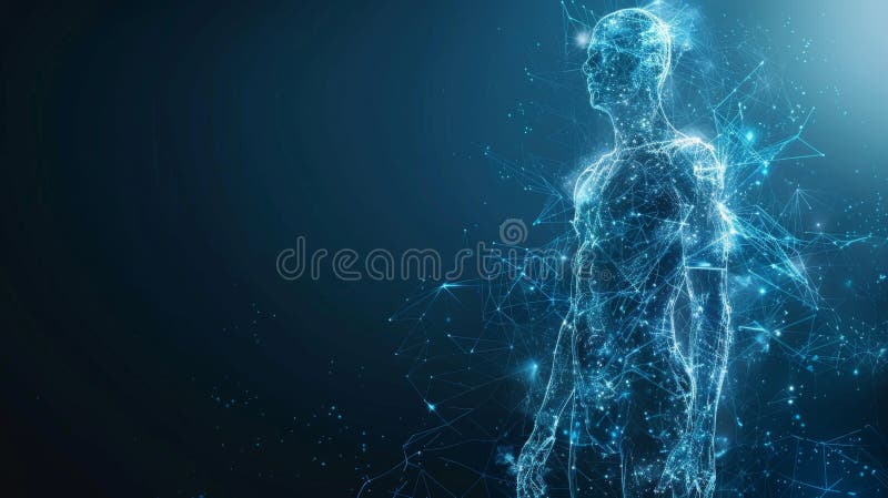 Glowing Hologram of Human Body 3d Structure Formed by Network of Points ...