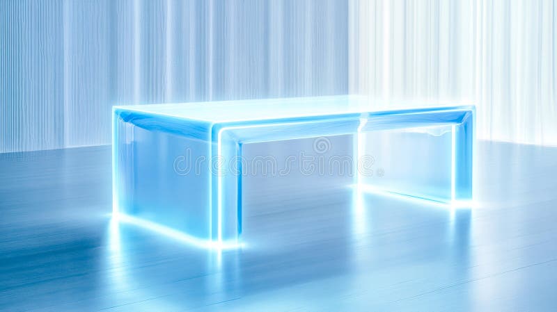 Glowing Hologram of a Simple Rectangular Table Illuminating Room Stock ...