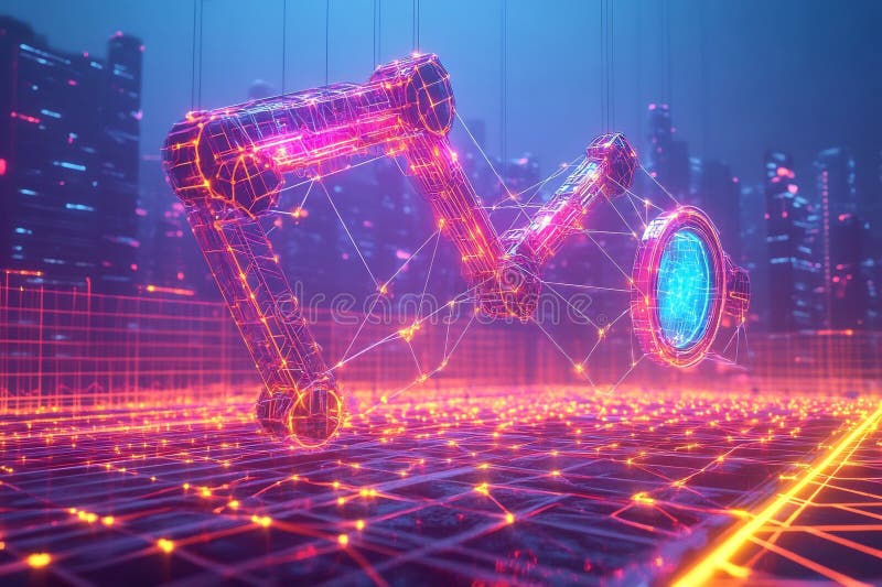 Glowing Holographic Construction Tools Forming Connected Network in ...