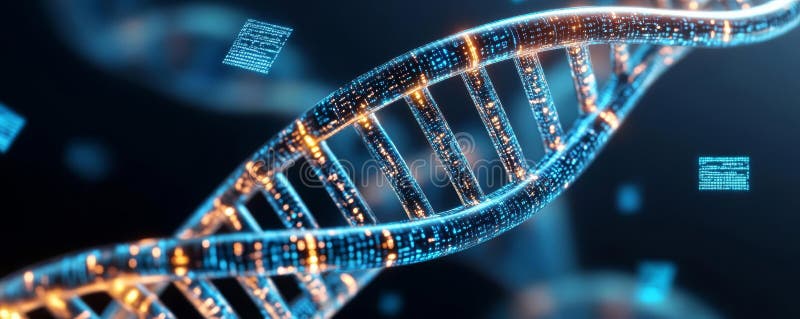 Glowing Holographic DNA Helix with Floating Epigenetic Tags, Vibrant ...