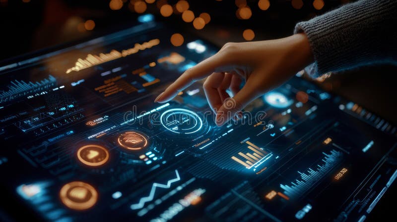 A Glowing Holographic Interface Displaying Customer Analytics and ...