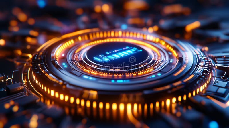 A Glowing Holographic Interface Showcases Advanced Technology Features ...