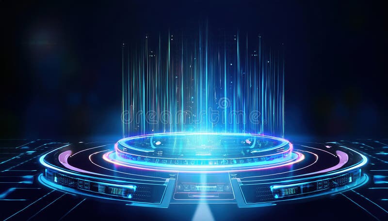 Glowing Holographic Interface with Vibrant Light Beams and Futuristic ...