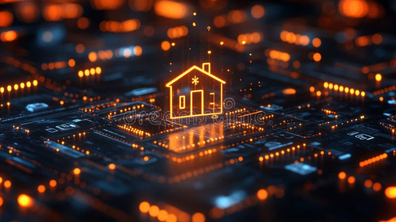 Glowing Holographic Smart Home Interface Showcasing Modern Technology ...