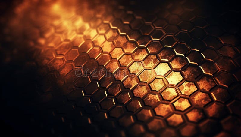 Glowing Honeycomb Backdrop with Metallic Hexagon Shapes in Vibrant ...