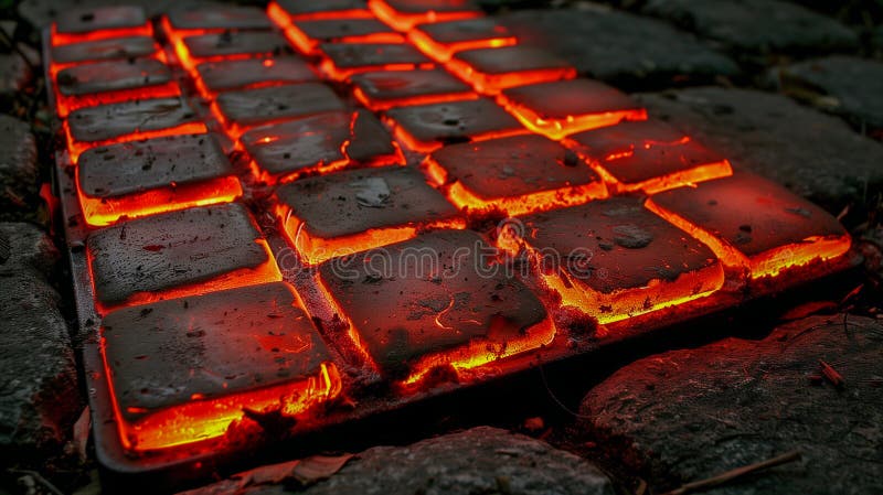 Glowing Hot Stone Pathway with Embedded Lava Effect Stock Illustration ...