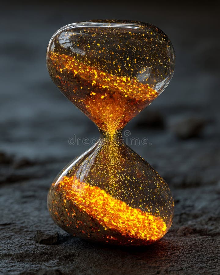 Glowing Hourglass with Golden Particles Stock Illustration ...