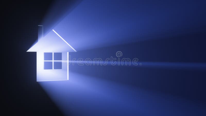 Glowing House Icon. Abstract Backdrop Stock Photo - Image of ...