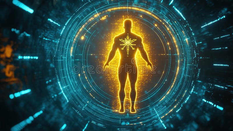 Glowing Human Body with Digital Energy Flow Stock Image - Image of ...