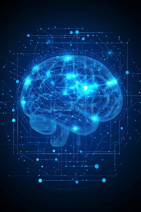 Glowing Human Brain. Concept of Artificial Intelligence, Machine ...