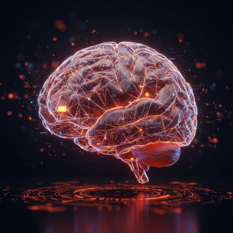 Glowing Human Brain 3D Rendering with Network Connections Stock ...