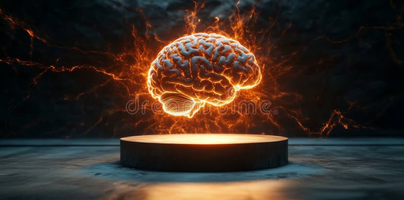 A Glowing Human Brain in a Dark Room, Symbolizing Mental Strength and ...