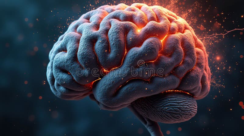 Glowing Human Brain Illustrating Neural Activity and Complexity Stock ...