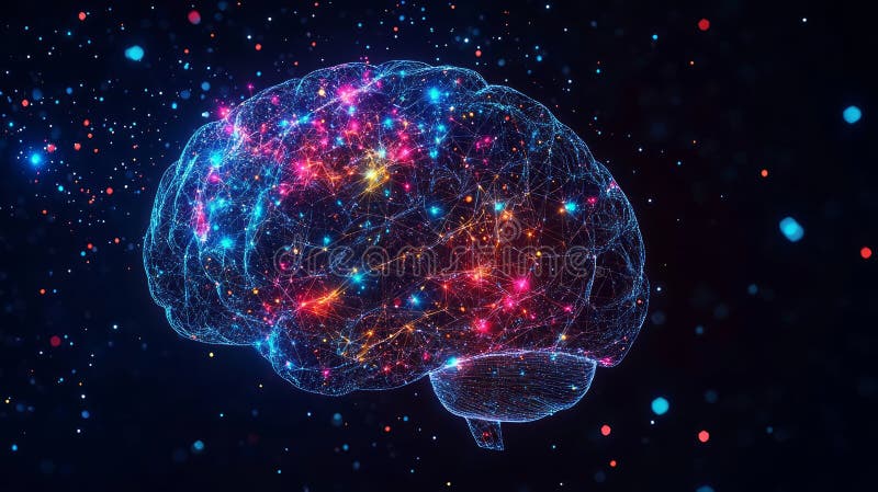 Glowing Human Brain Illustration Representing Brain Activity ...