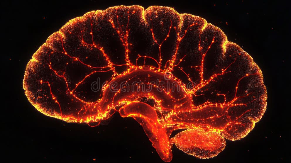 Glowing Human Brain Neural Network Anatomy Stock Illustration ...