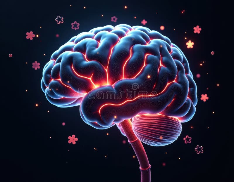 Glowing Human Brain, Neural Network, Brainpower, Mind Power, Intelligence Concept Stock ...