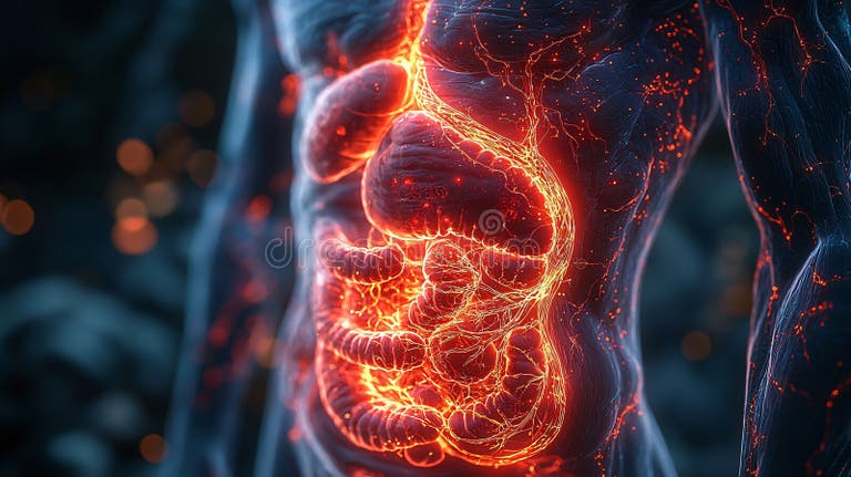 Glowing Human Digestive System Anatomy Internal Organs 3D Render AI ...