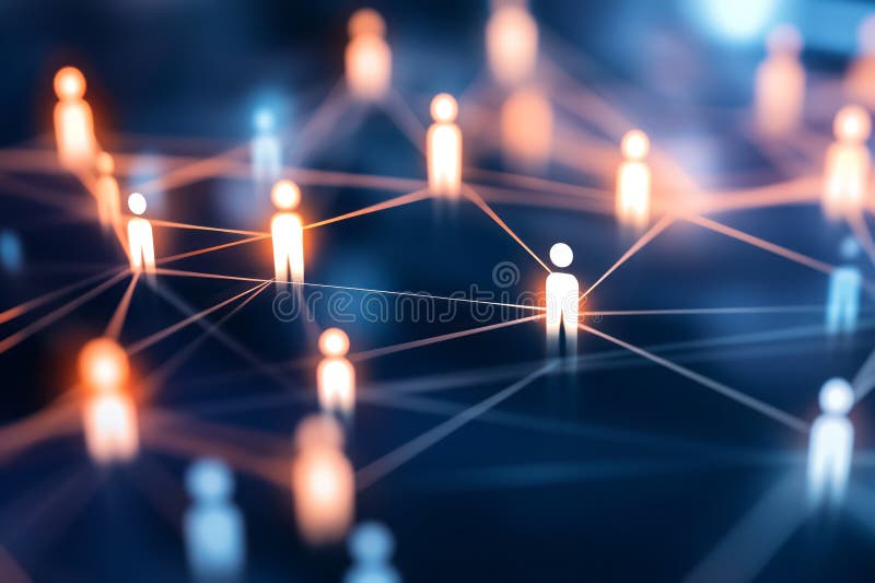 Glowing Human Figures Interconnected in a Digital Network Concept Stock ...