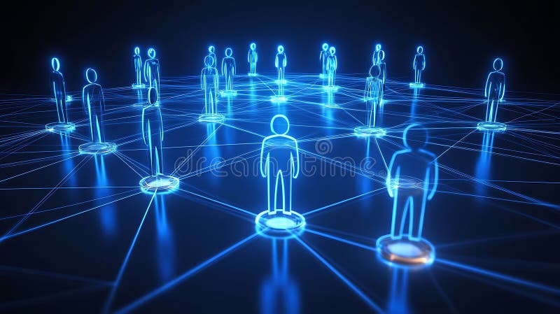 Network Connection with Glowing Human Figures Representing Social ...