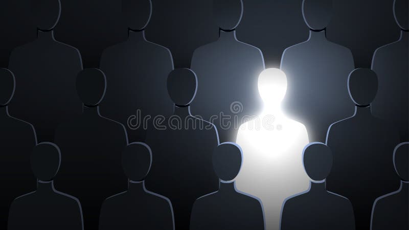 A Glowing Human is Standing in the Crowd. a Different Concept of ...