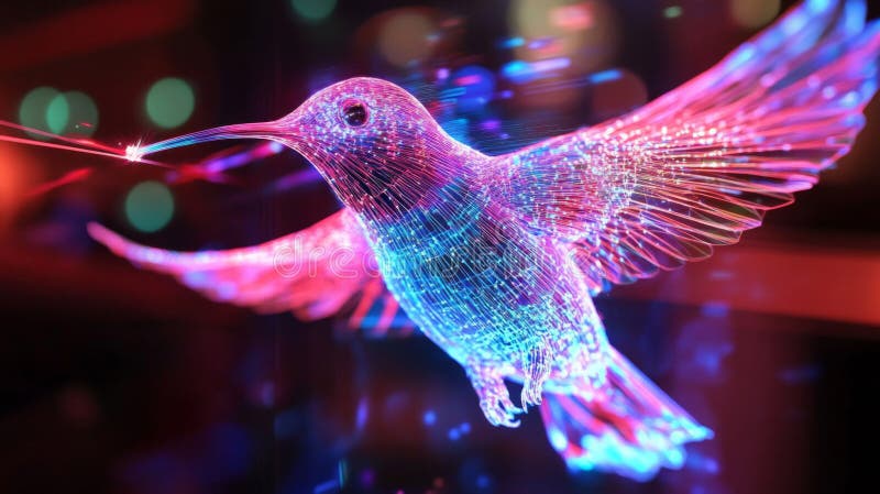 Glowing Hummingbird in Flight: Abstract Digital Art Stock Illustration ...