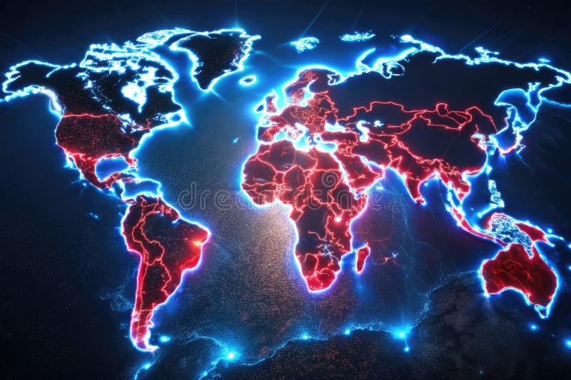 A Glowing Hyperrealistic World Map a Cinematic Exploration of Global ...